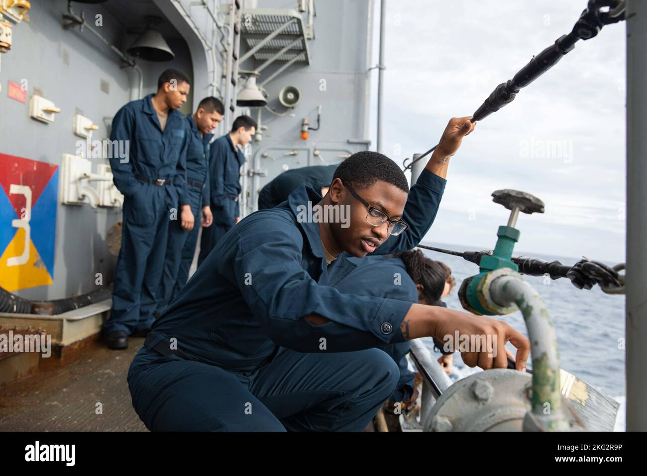 221026-N-LK647-1066 ATLANTIC OCEAN—Seaman Carlin Allen, assigned to the ...