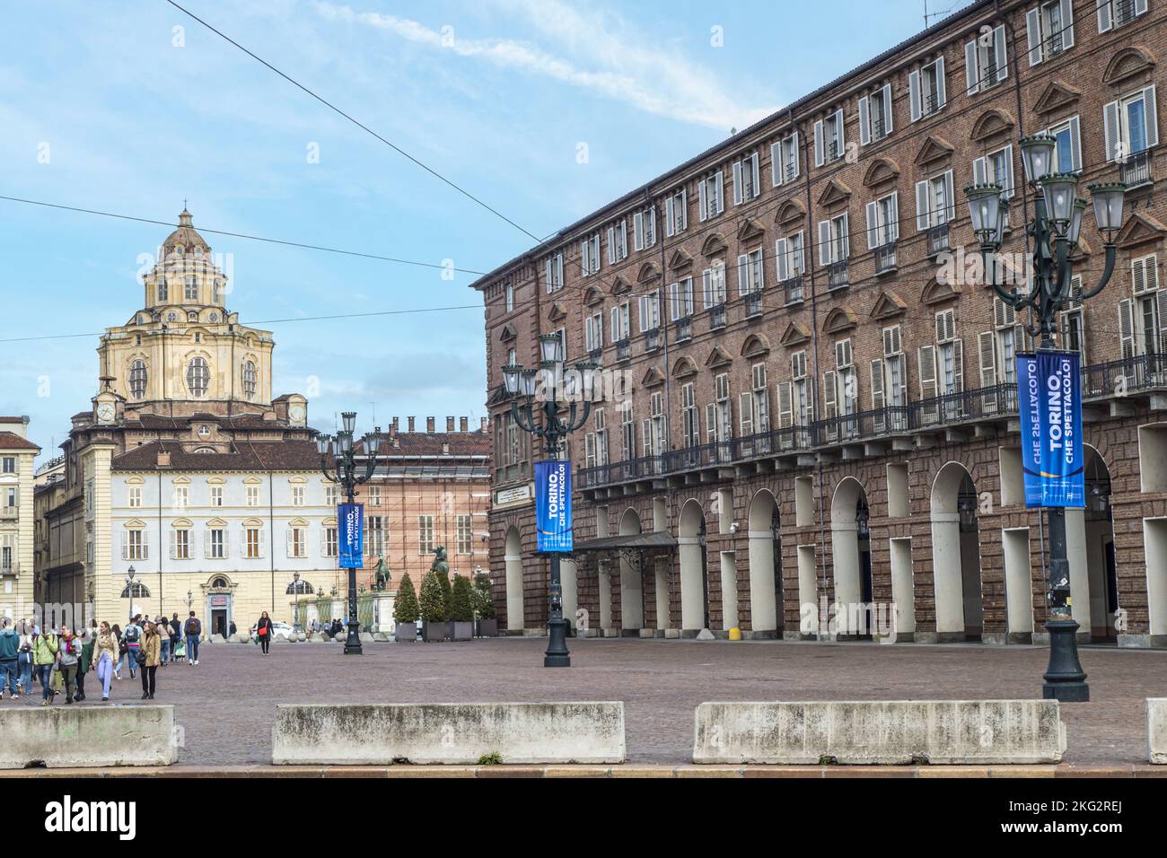 Turin, Italy - 05-06-2022: The beautiful Castle Square in Turin Stock ...
