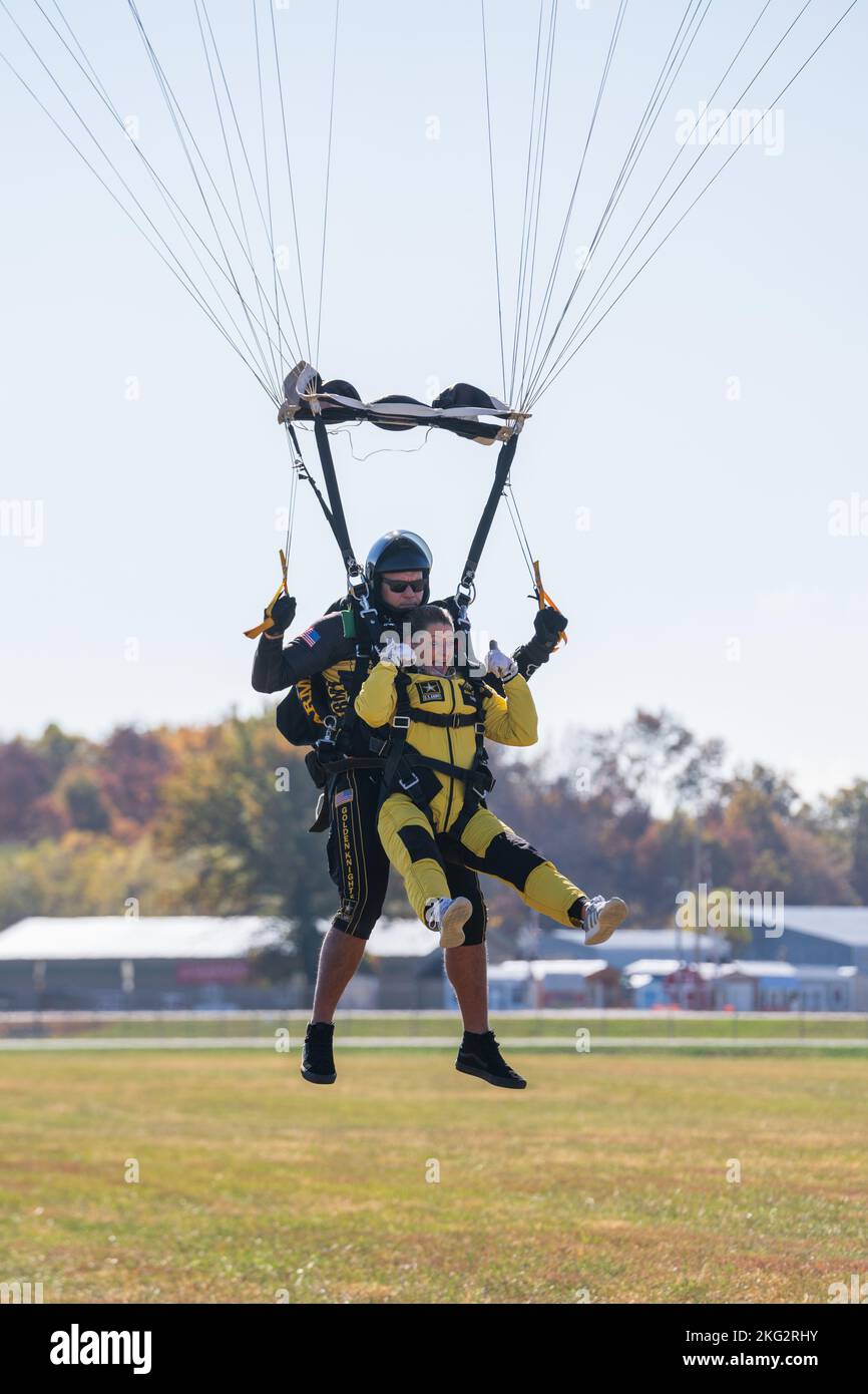 Sgt. 1st Class Jacob Kerkow of the U.S. Army Parachute Team takes a ...
