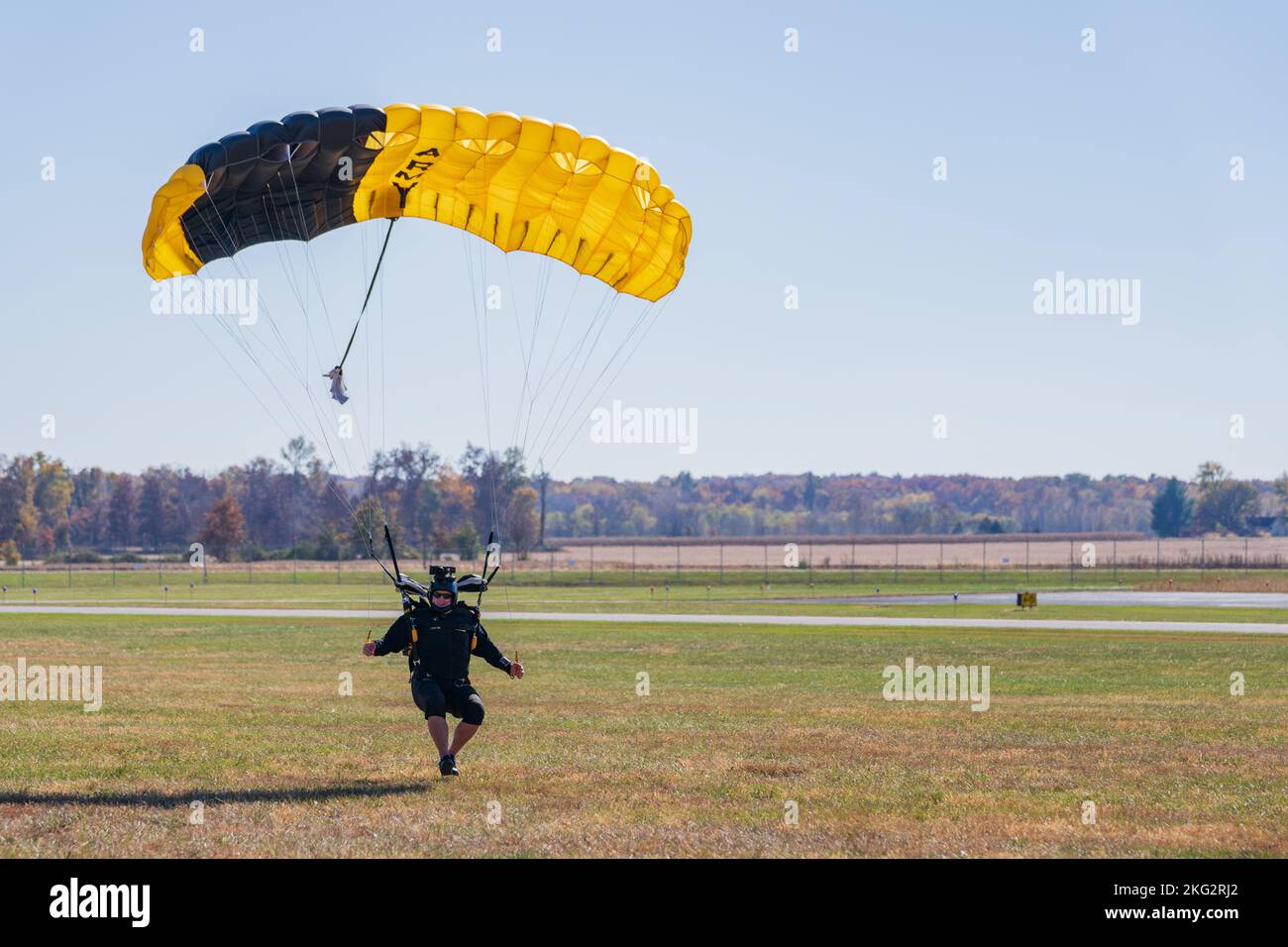 Staff Sgt. Luke Olk of the U.S. Army Parachute Team lands his parachute ...