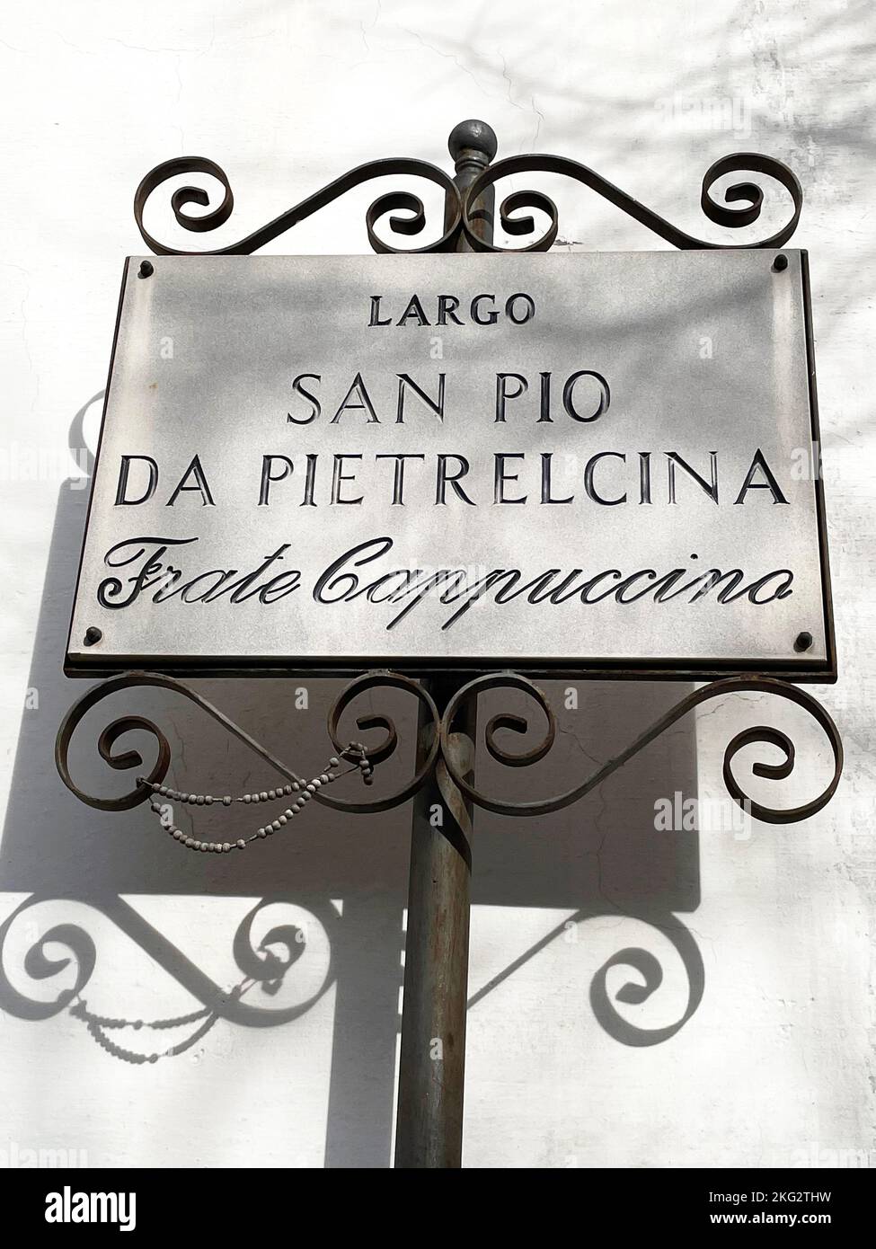 Fasano, Italy. Sign for the shrine of Saint Pio of Pietrelcina (Padre ...