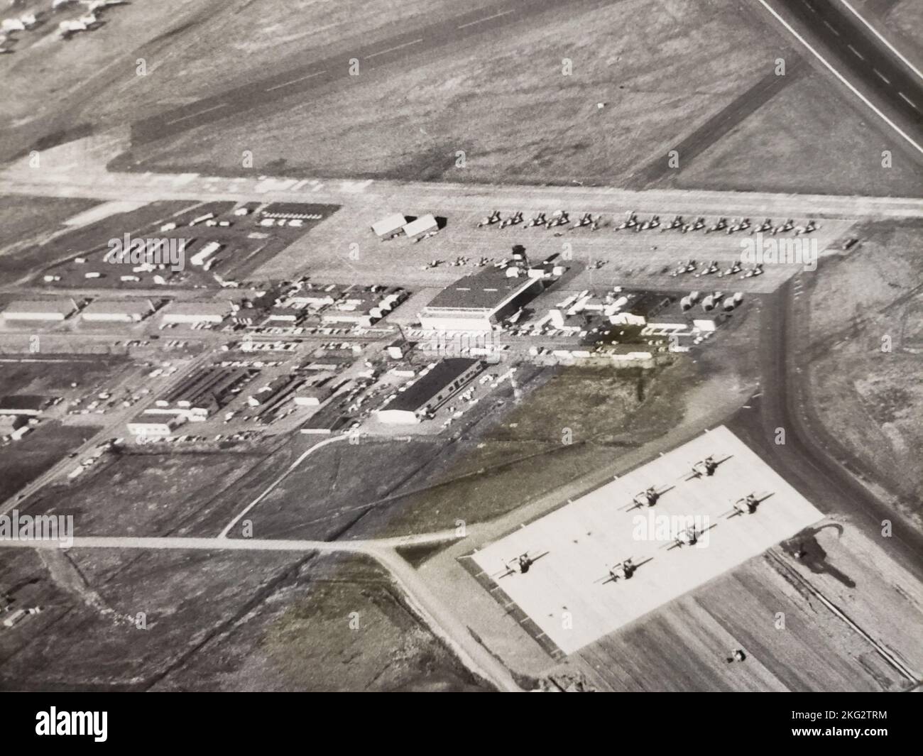 An aerial view of the Portland Air Force Base (AFB), Oregon Air Defense ...