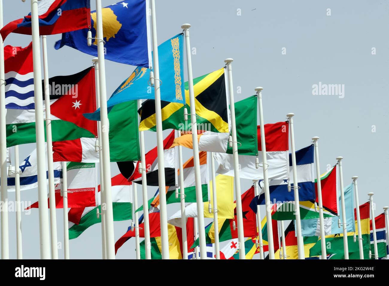 Flags of the various countries represented in the Dubai Expo 2020 ...