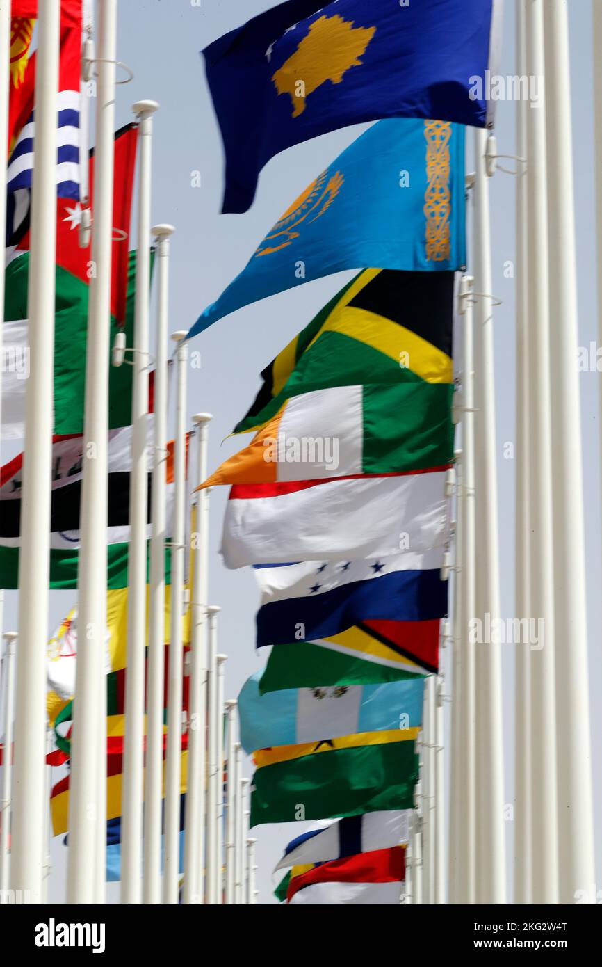Flags of the various countries represented in the Dubai Expo 2020 ...