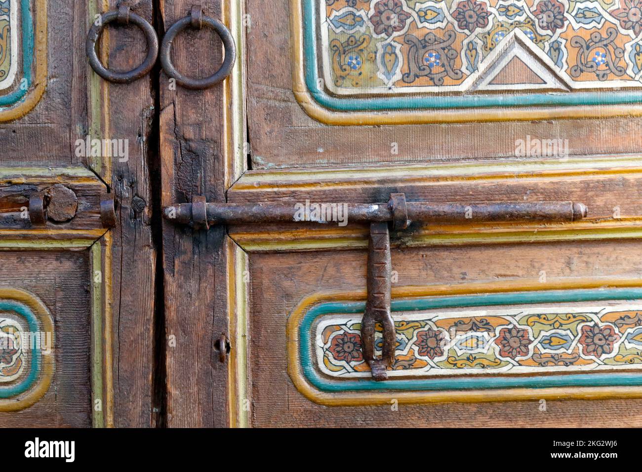 Old door with metal locker. Spain Stock Photo - Alamy
