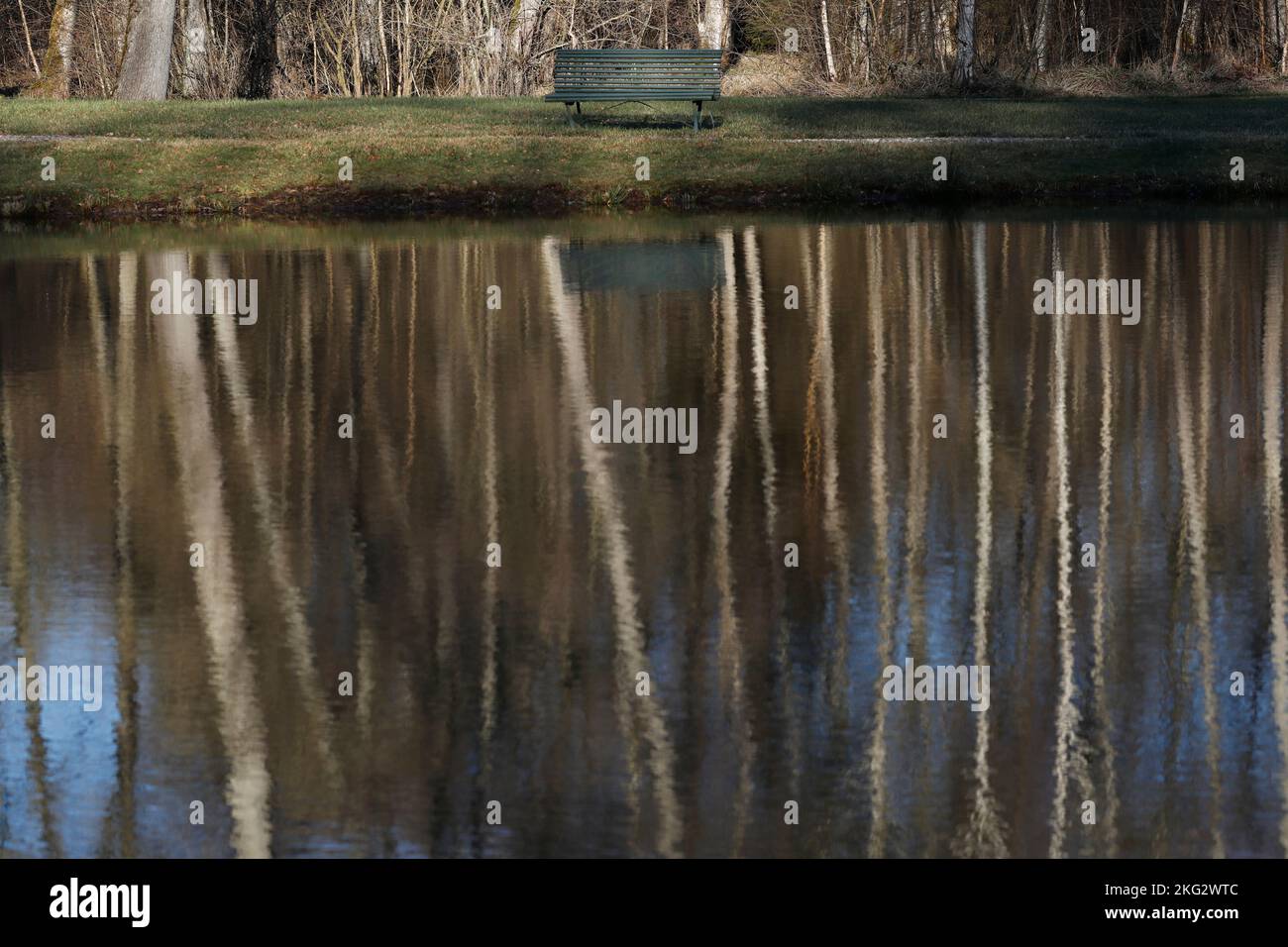 Reflection of trees in a lake Stock Photo - Alamy