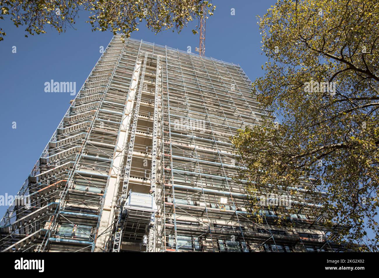 scaffolding on a new high-rise building on a large construction site in ...