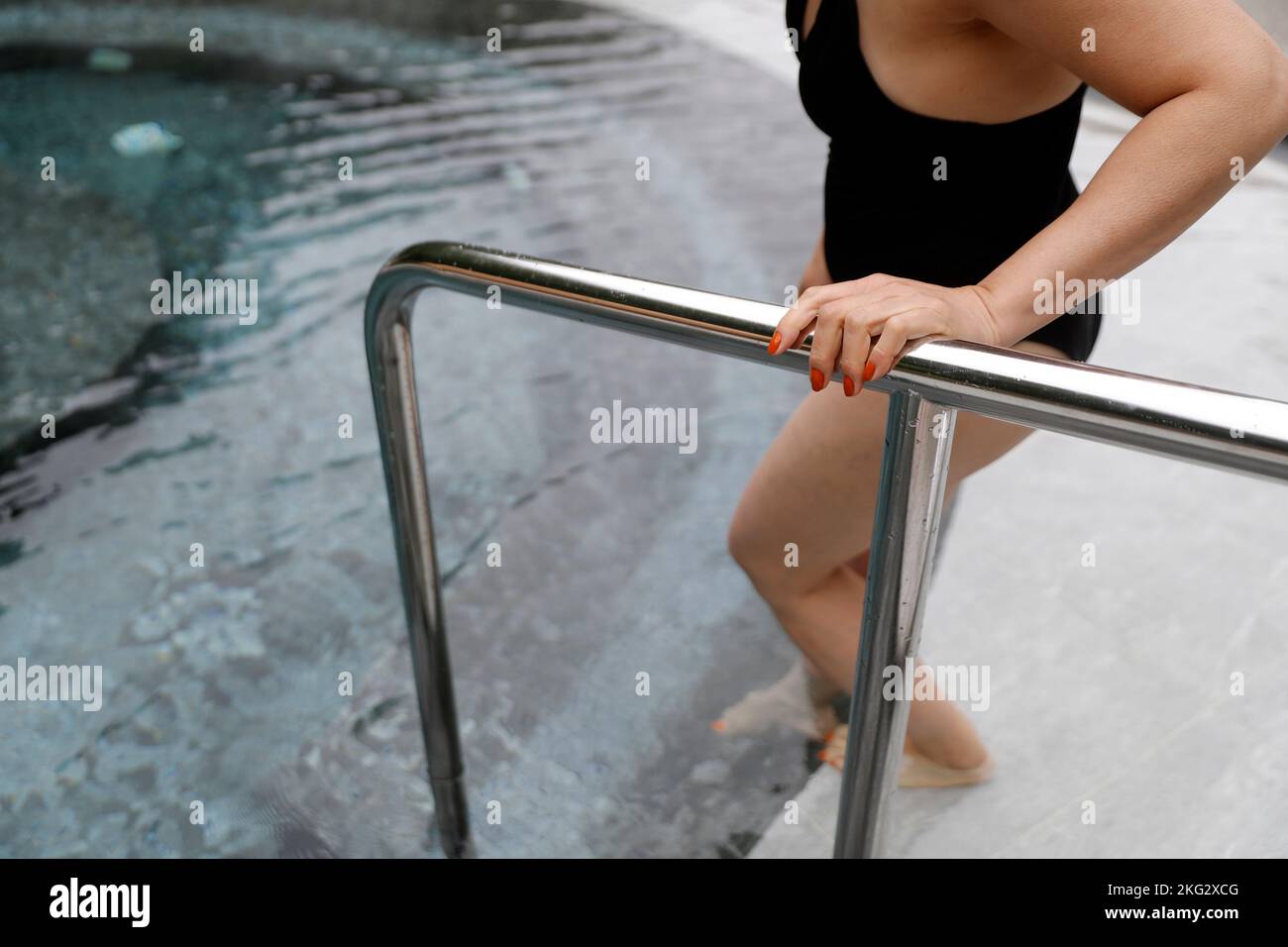 Saint-Gervais Mont-Blanc thermal spa. Balneotherapy. Woman enjoying spa ...