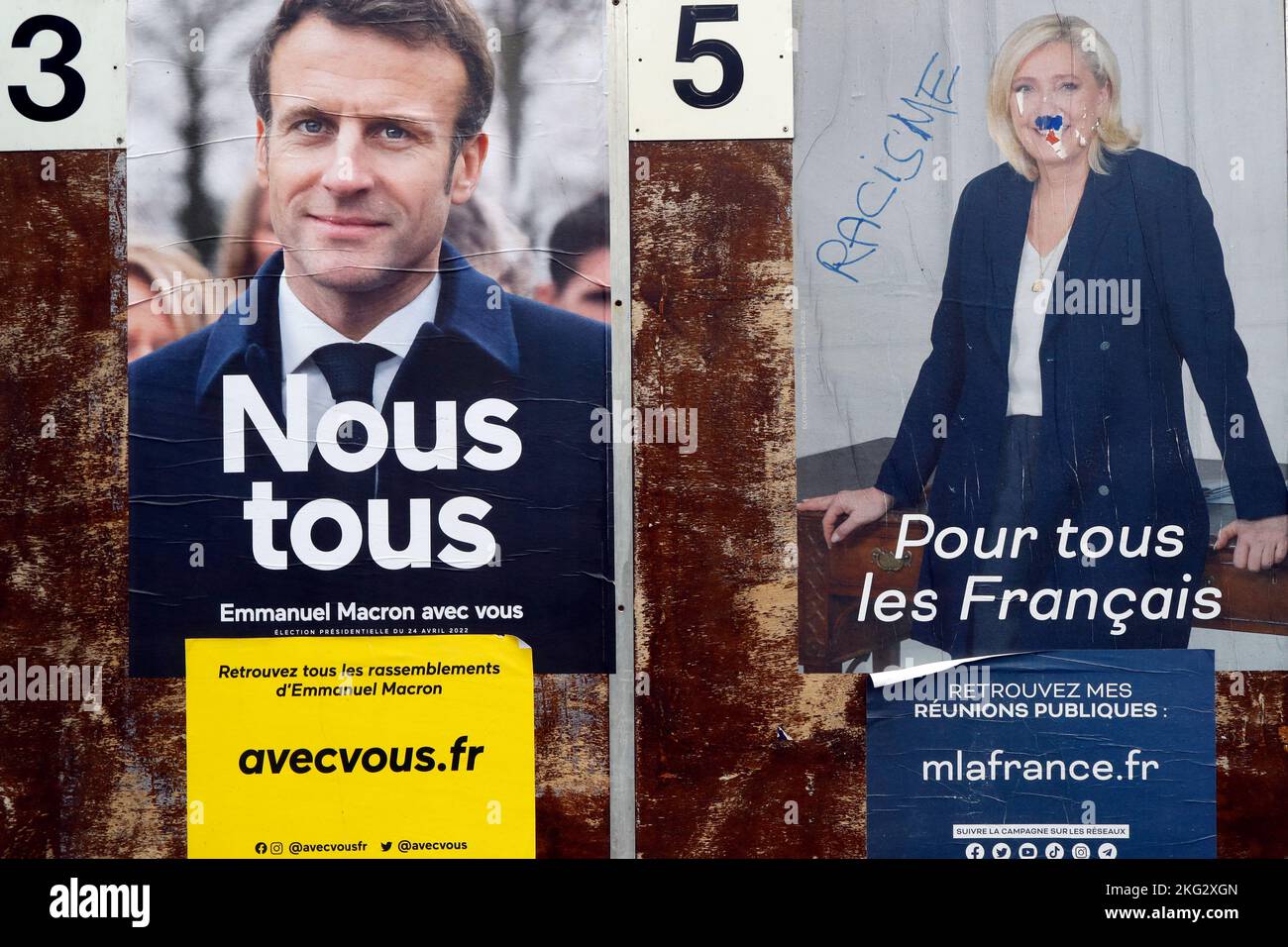 Official boards for 2022 French presidential election. Emmanuel Macron ...