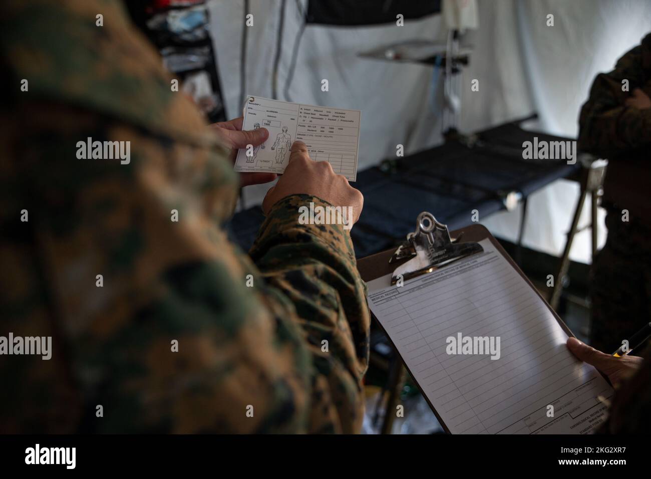 U.S. Navy Hospital Corpsmen with Marine Aircraft Group (MAG) 12 review ...