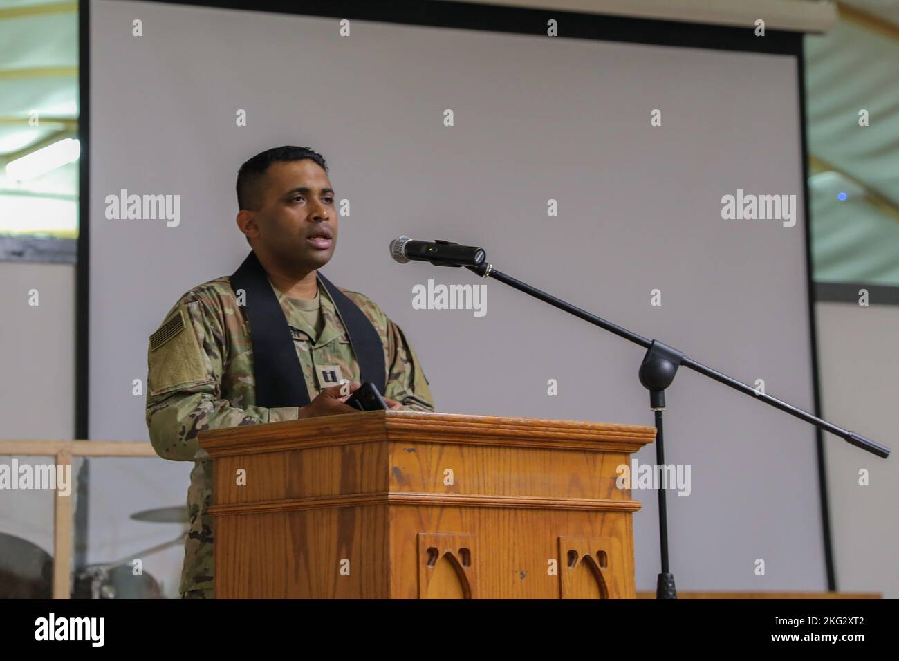 U.S. Army Capt. Alex Oommen, a chaplain with the 369th Special Troops ...