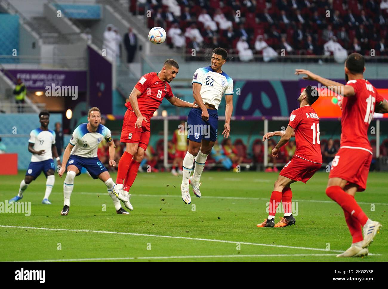 England's Jude Bellingham (centre right) scores their side's first goal ...