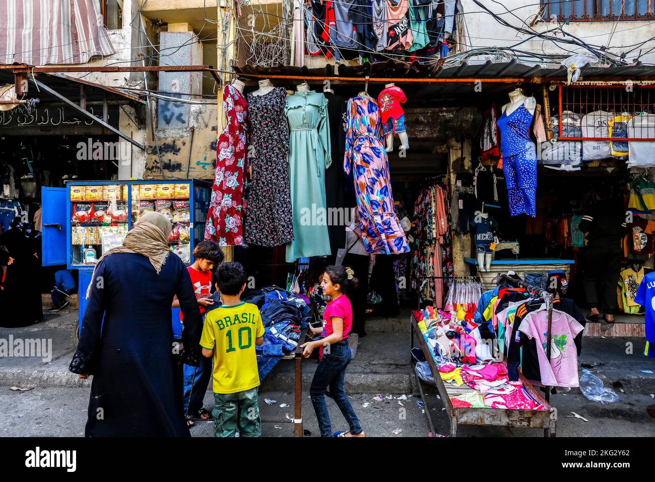 Shops in Shatila refugee camp, Beirut, Lebanon Stock Photo - Alamy