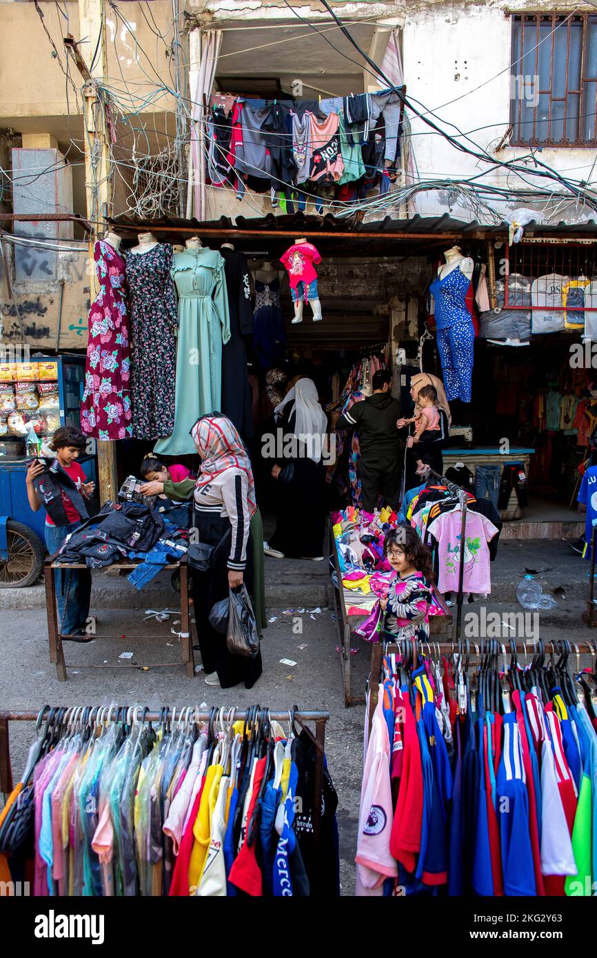 Shops in Shatila refugee camp, Beirut, Lebanon Stock Photo - Alamy