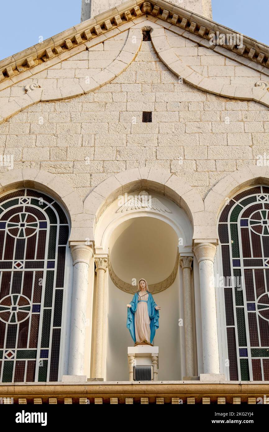 Our Lady church facade detail, Beit Chebab, Lebanon Stock Photo - Alamy