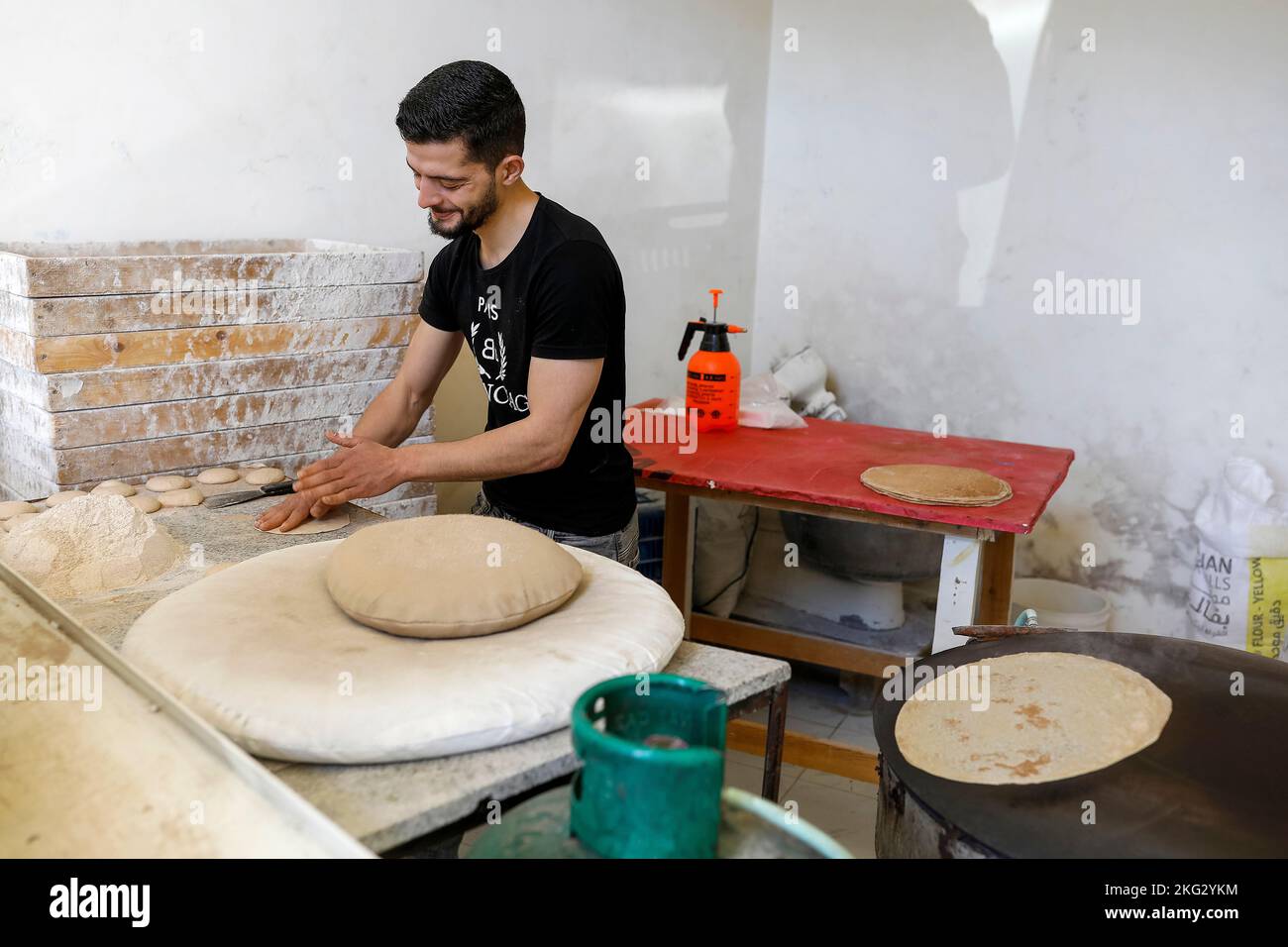 Bread making in Kreim maronite monastery, Ghosta, Lebanon Stock Photo ...