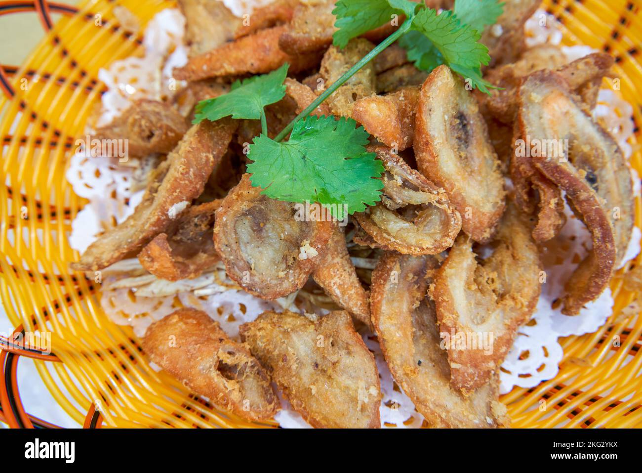 A delicious Chinese dish, fried seven-inch fatty intestines Stock Photo ...