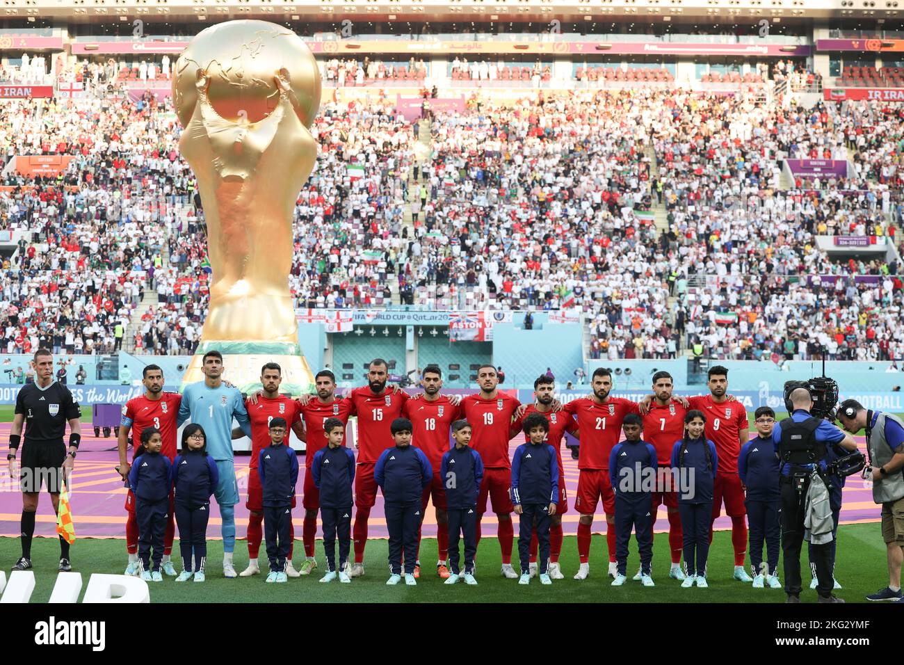 Doha, Qatar. 21st Nov, 2022. Players of Iran react before the Group B ...