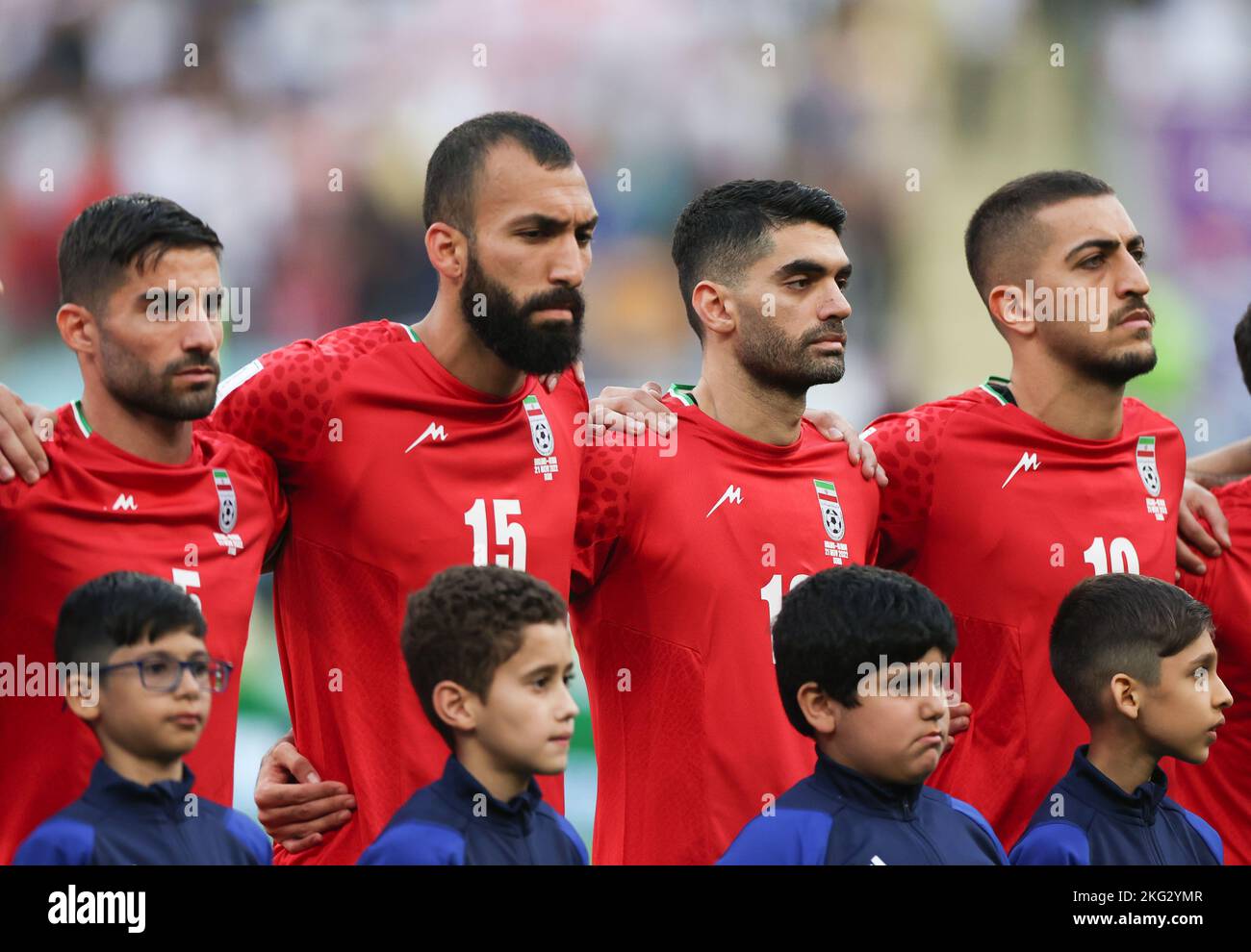 Doha, Qatar. 21st Nov, 2022. Players of Iran react before the Group B ...