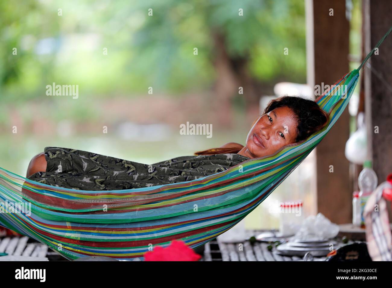 Woman having rest at home. Phnom Penh. Cambodia Stock Photo - Alamy