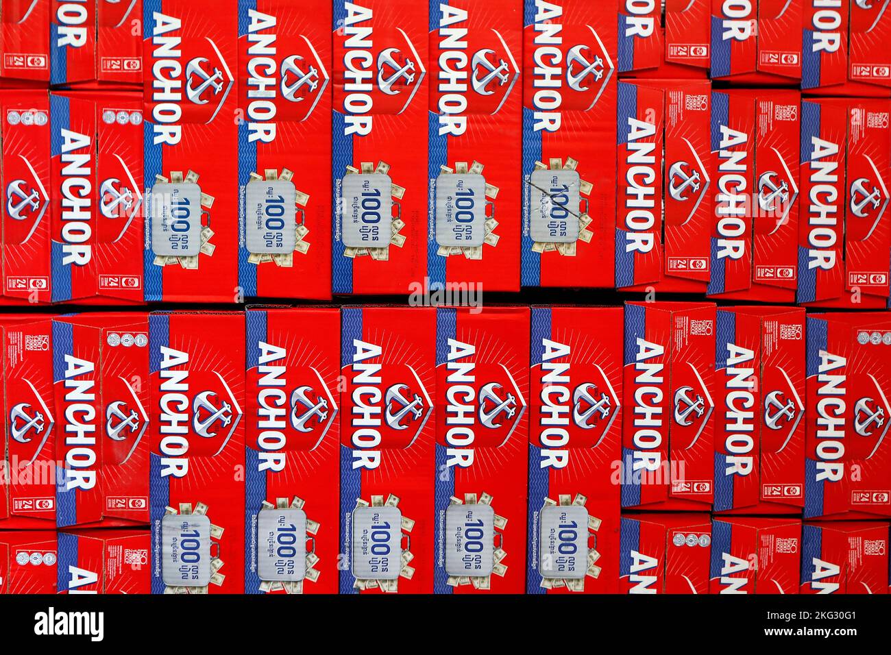 Anchor Beer 24 can case for sale at a retailer Phnom Penh. Phnom Penh ...