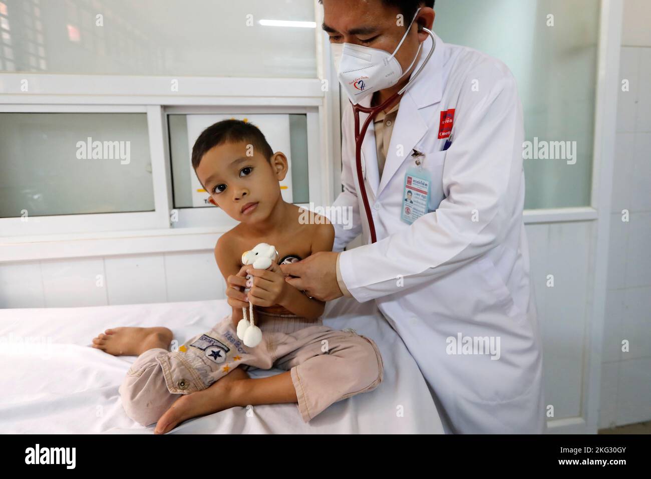 Calmette hospital. Child suffering of congenital heart disease. French ...