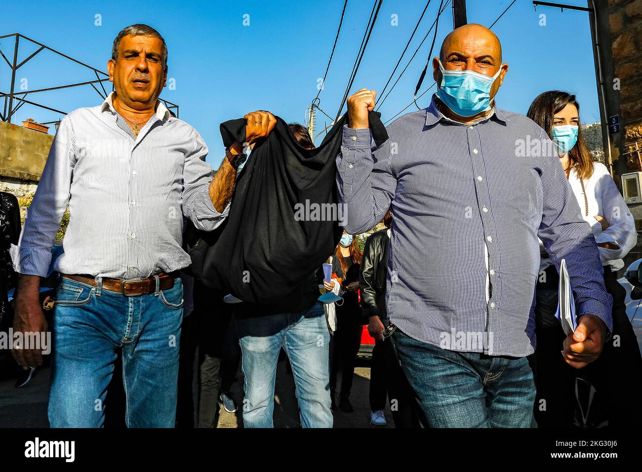 Good Friday procession outside St George's maronite church, Bdadoun ...