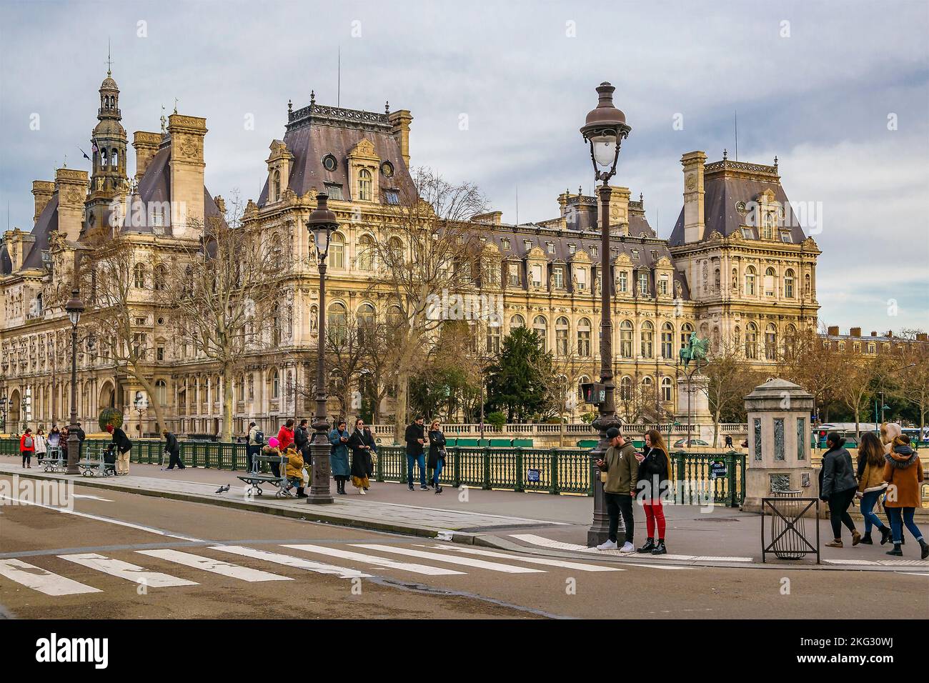 PARIS, FRANCE, JANUARY - 2020 - Exterior facade of town hall palace ...