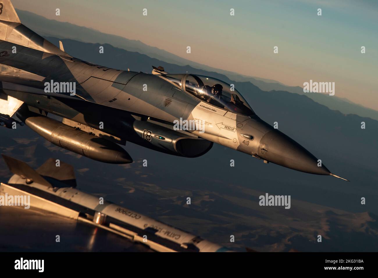 An F-16C Fighting Falcon piloted by Lt. Col. Johnathan Wentzel, Air ...