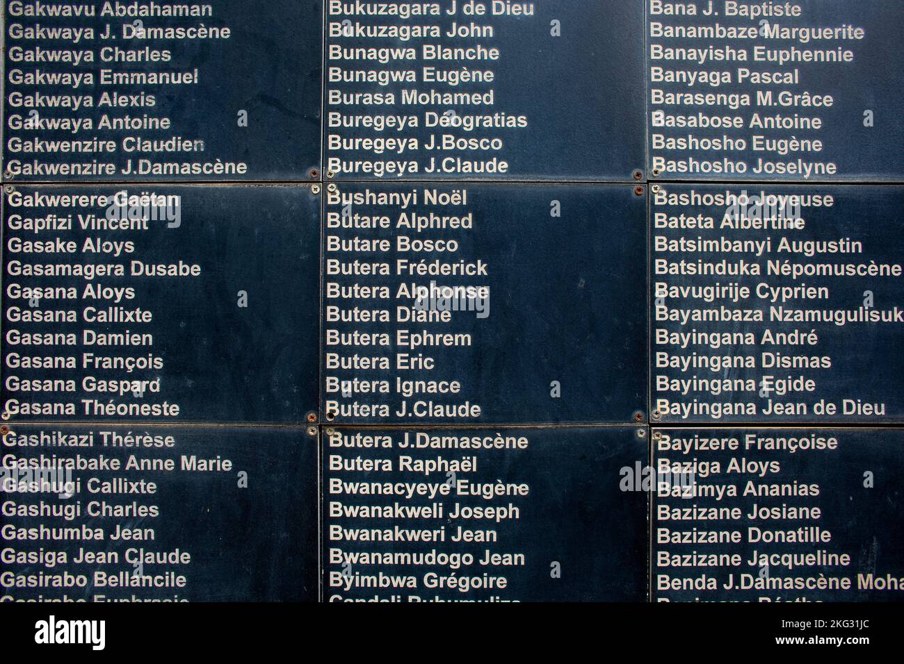Kigali Genocide Memorial, Gisozi, Kigali, Rwanda. Wall of names Stock ...