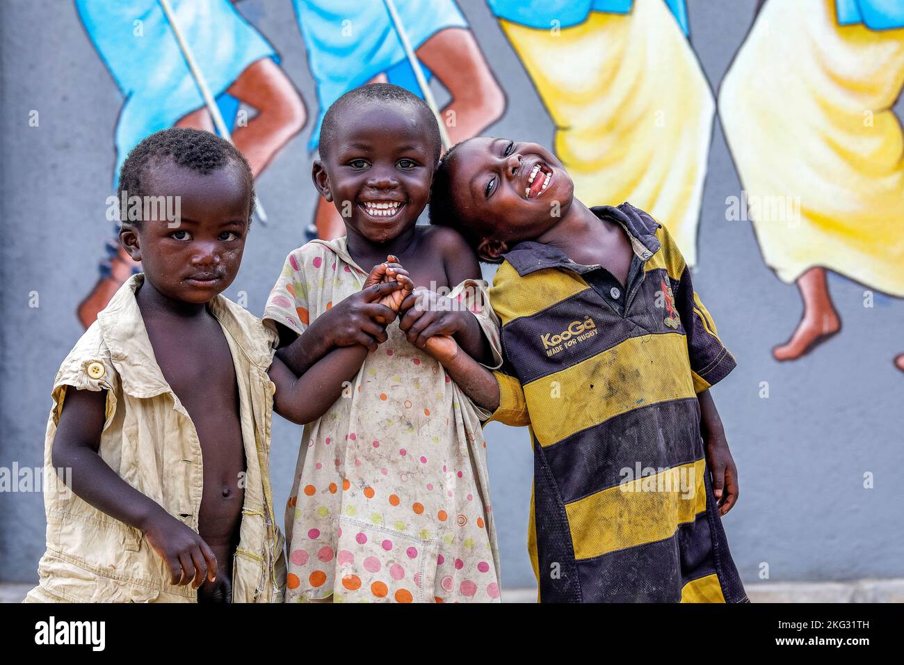 3 children laughing in Kigali, Rwanda Stock Photo - Alamy