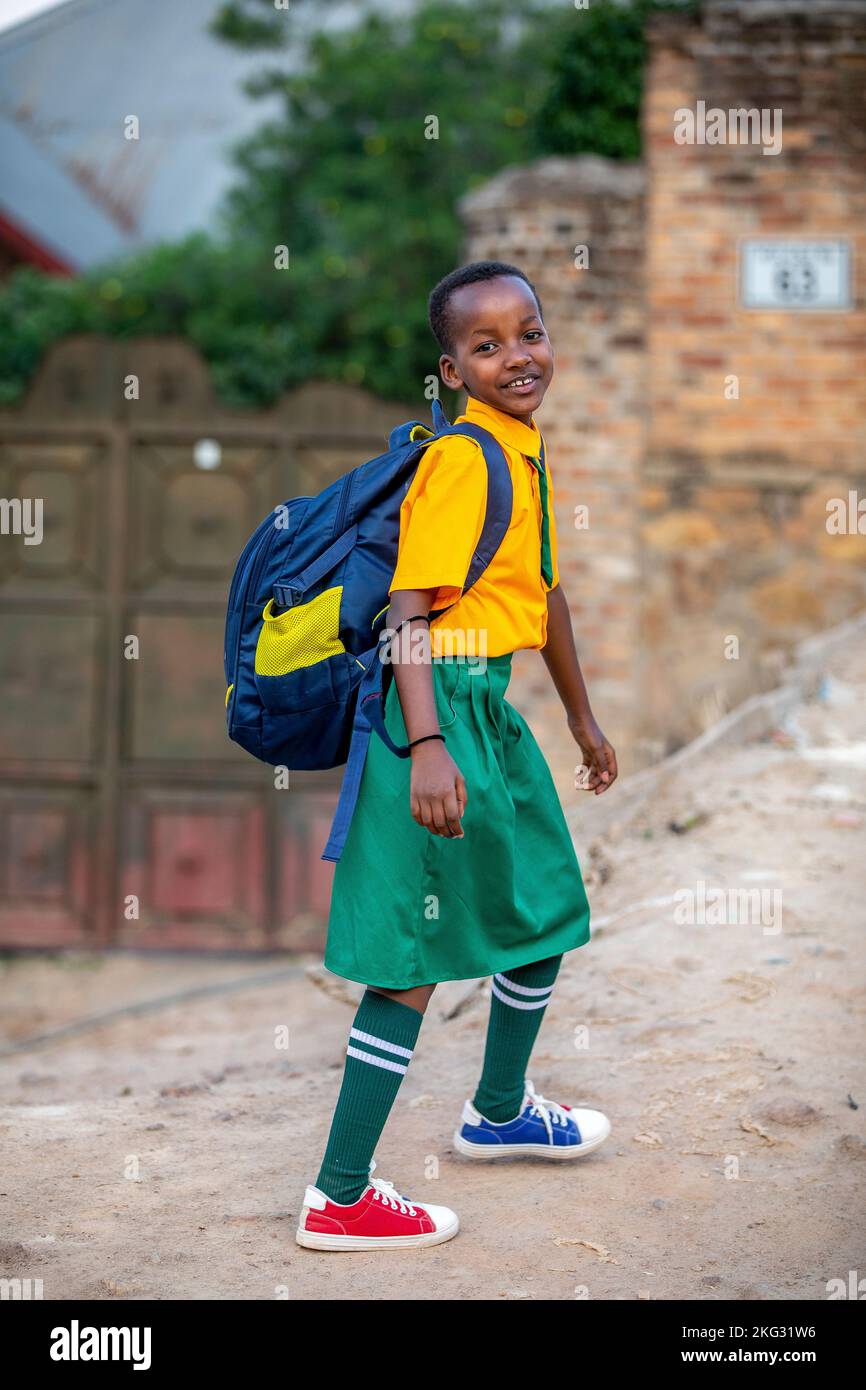 Girl walking from school in Kigali, Rwanda Stock Photo - Alamy