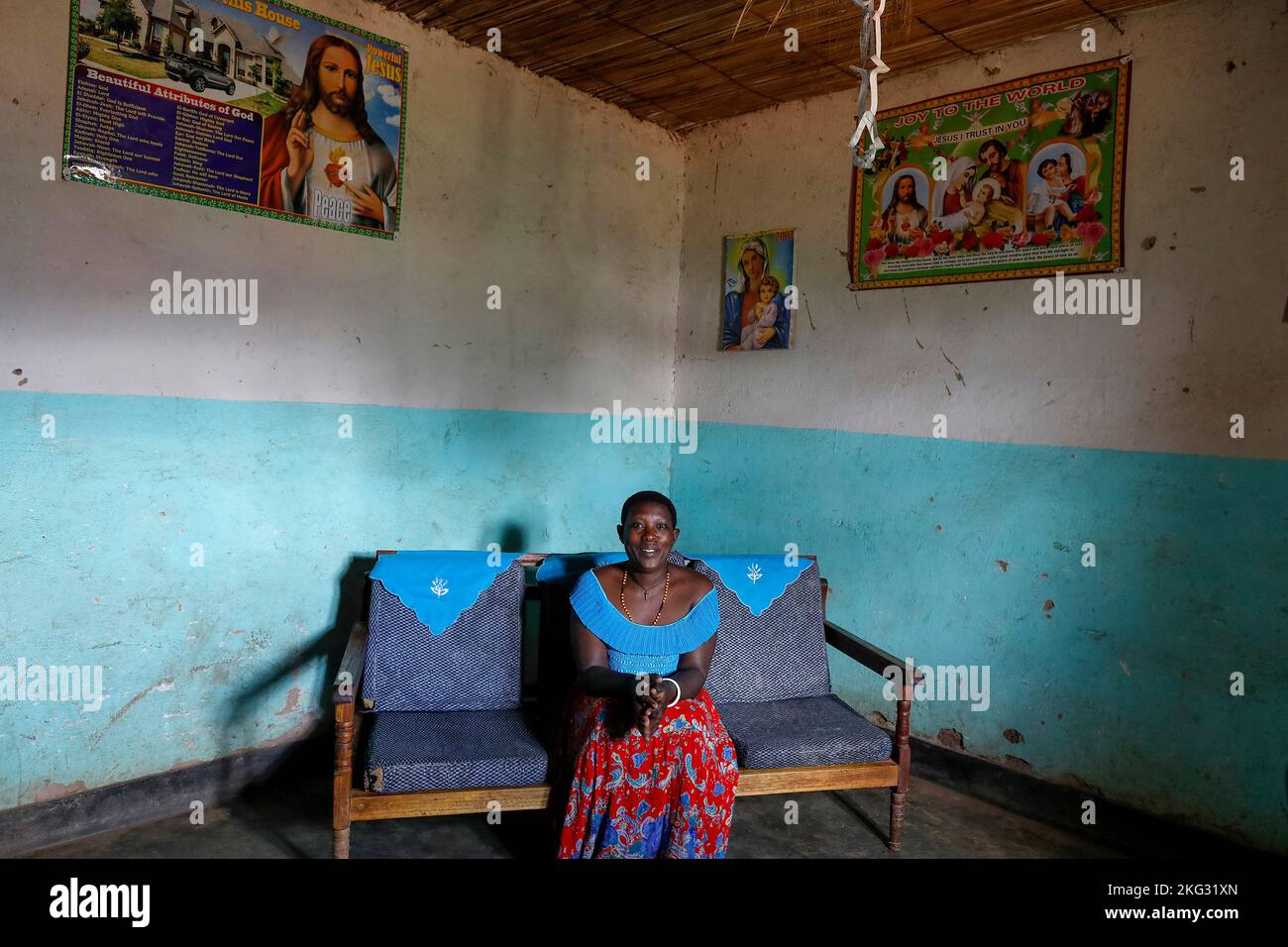 Christian Rwandan at home in a village near Gicumbi, northern province ...