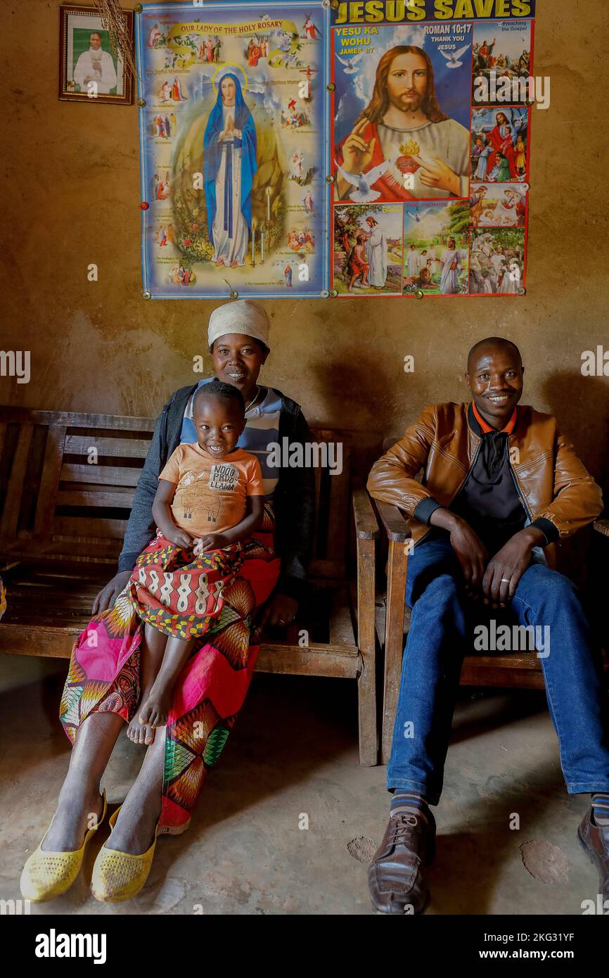 Christian family at home in a village near Gicumbi, northern province ...