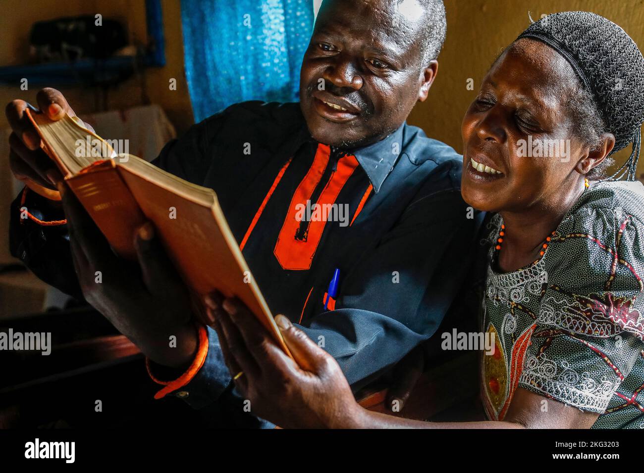 Bible reading at home in a village near Gicumbi, northern province ...