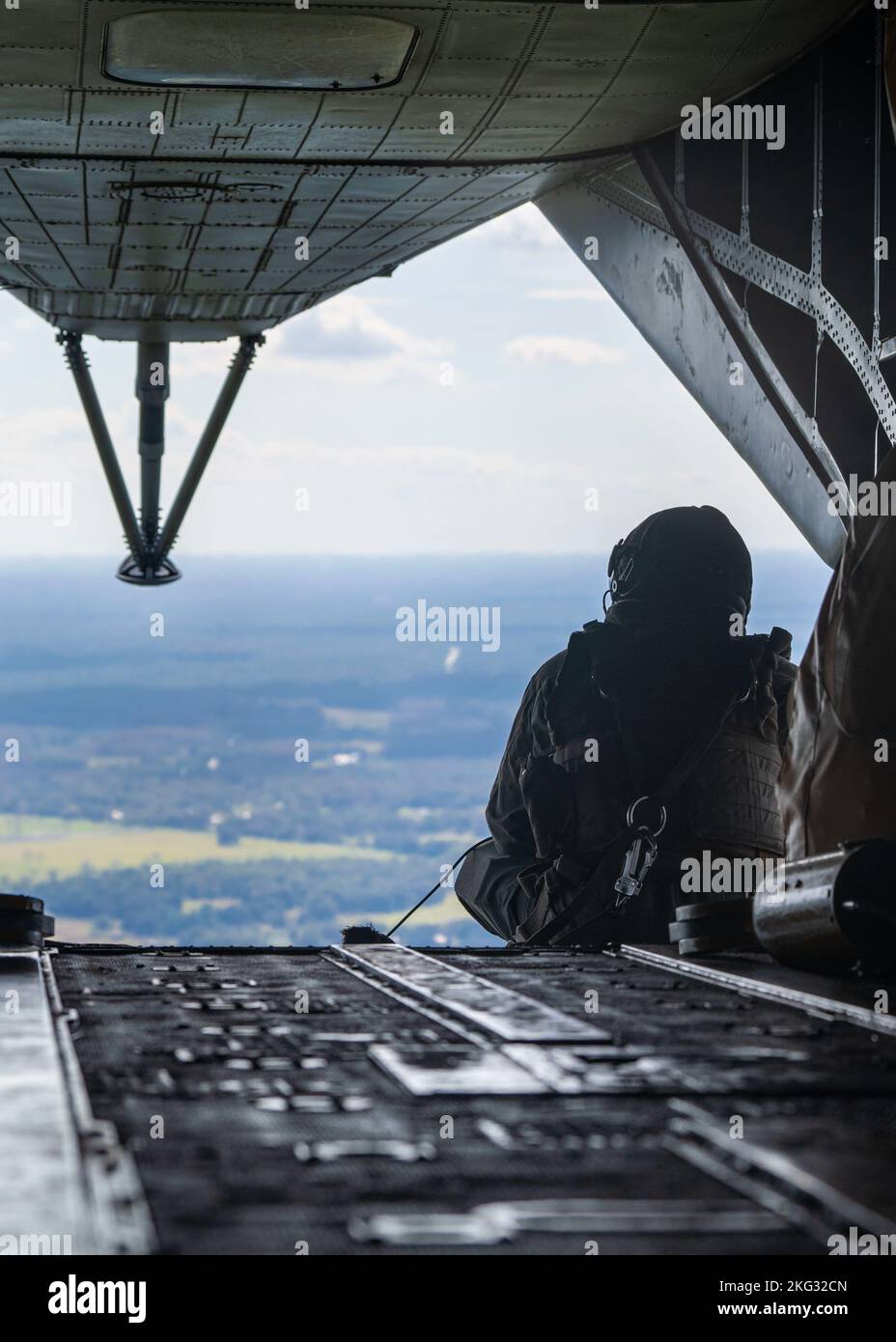 U.S. Marine Corps Staff Sgt. Linell Dunbar, a crew chief assigned to ...