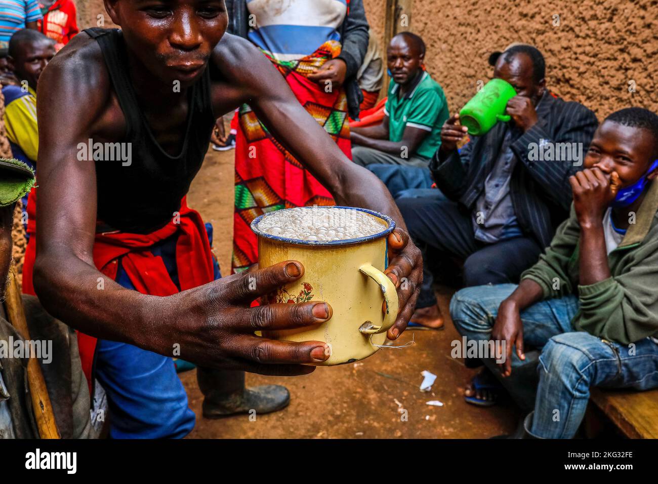 Village bar where sorghum beer is served in northern Rwanda Stock Photo ...
