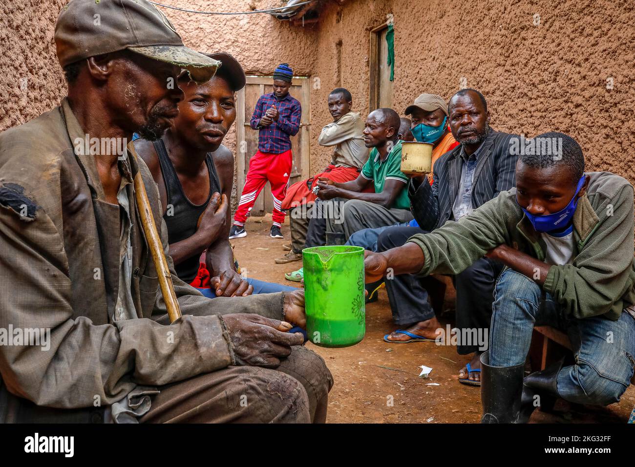 Village bar where sorghum beer is served in northern Rwanda Stock Photo ...