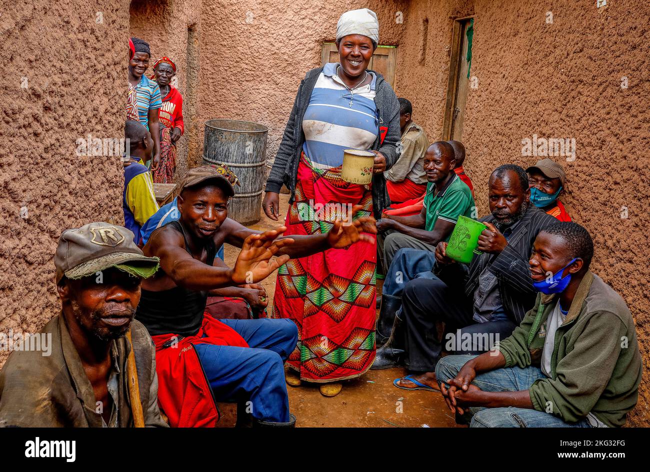 Village bar where sorghum beer is served in northern Rwanda Stock Photo ...
