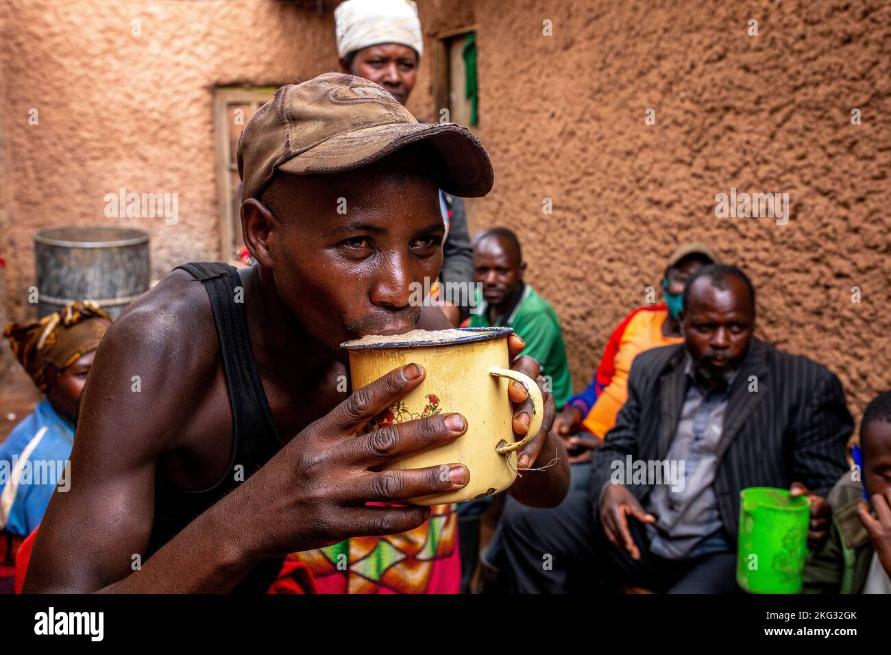 Village bar where sorghum beer is served in northern Rwanda Stock Photo ...