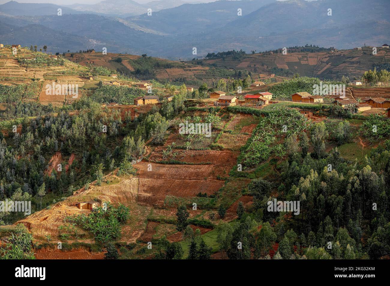 Hills and village in western Rwanda Stock Photo - Alamy
