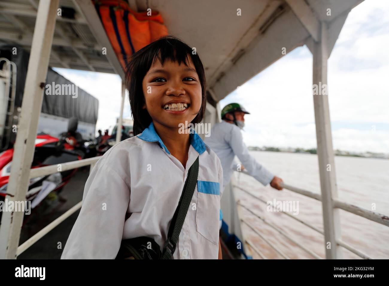 Vietnam car ferry on Mekong river near Chau Doc. Tan Chau. Vietnam ...