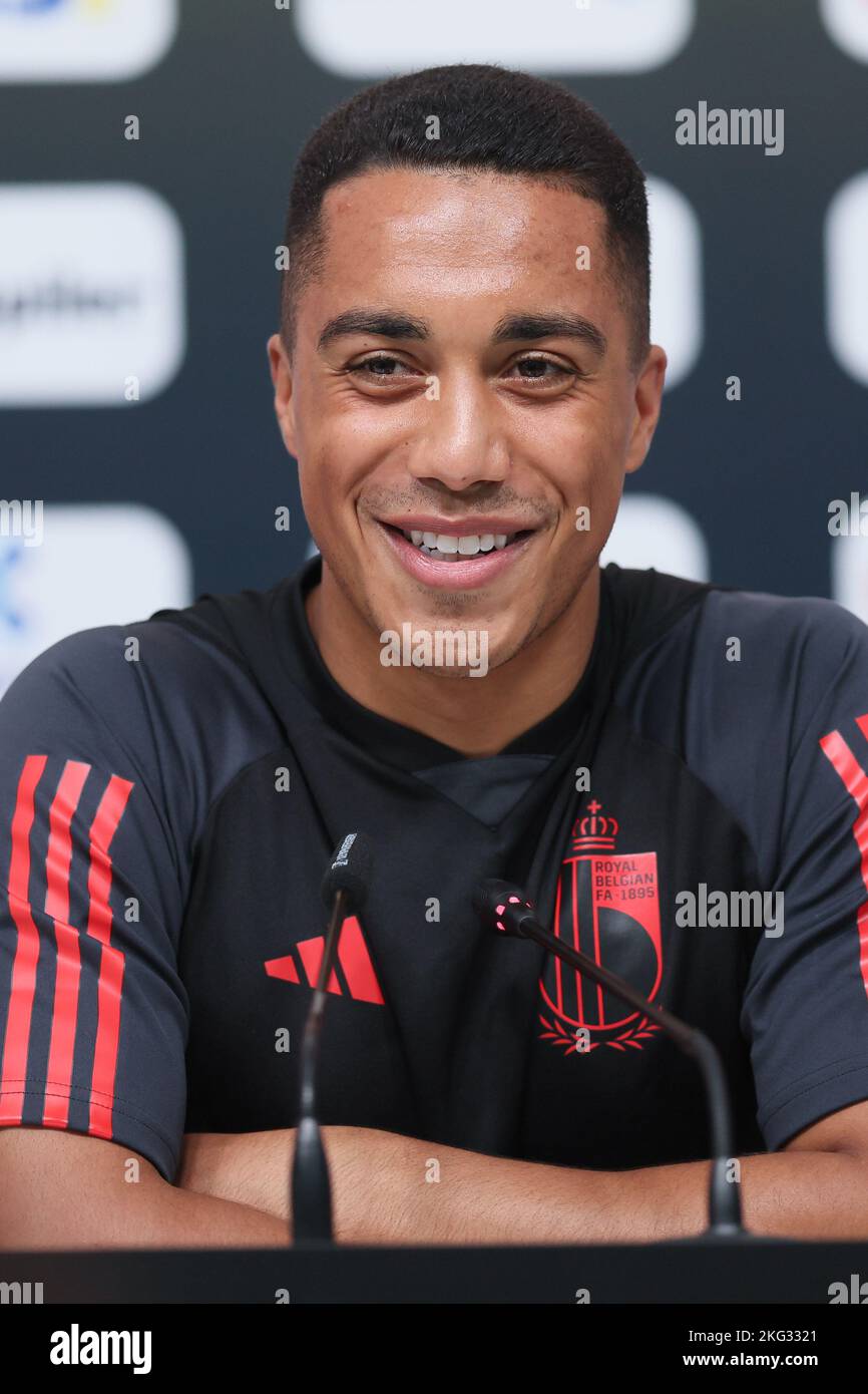 Belgium's Youri Tielemans pictured during a press conference of the ...