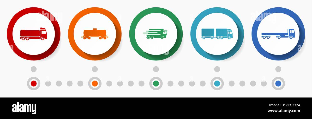 Transportation concept vector icon set, flat design web buttons ...