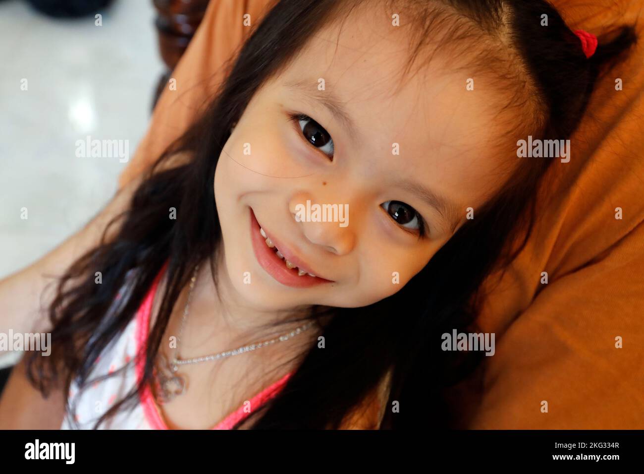 Portrait of a young smiling vietnamese girl. Tan Chau. Vietnam Stock ...