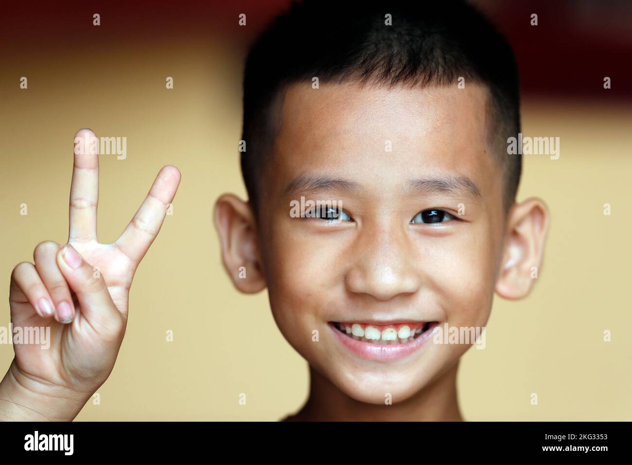 Portrait of a young smiling vietnamese boy. Uong Bi. Vietnam Stock ...