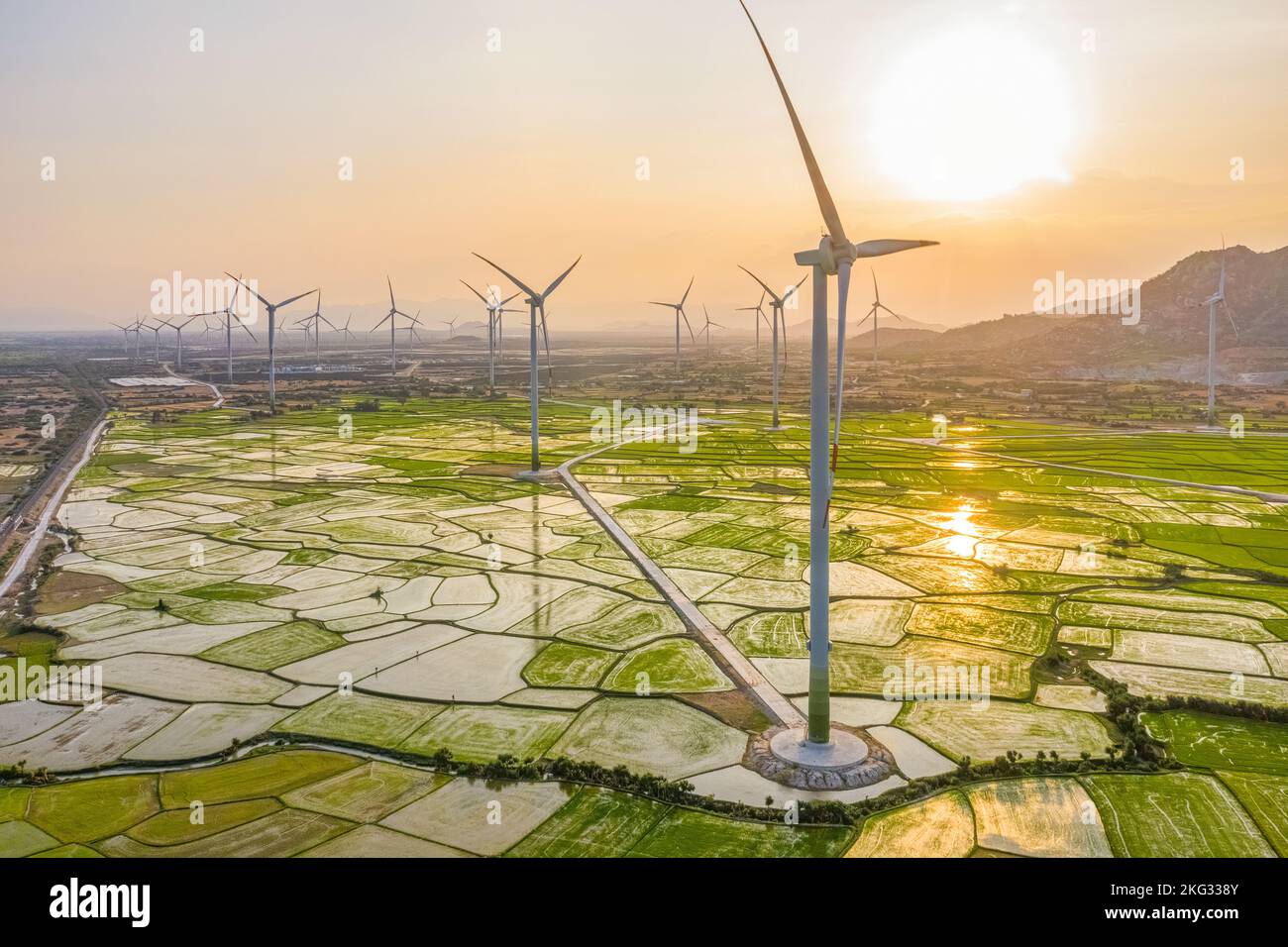 Landscape with Turbine Green Energy Electricity, Windmill for electric ...
