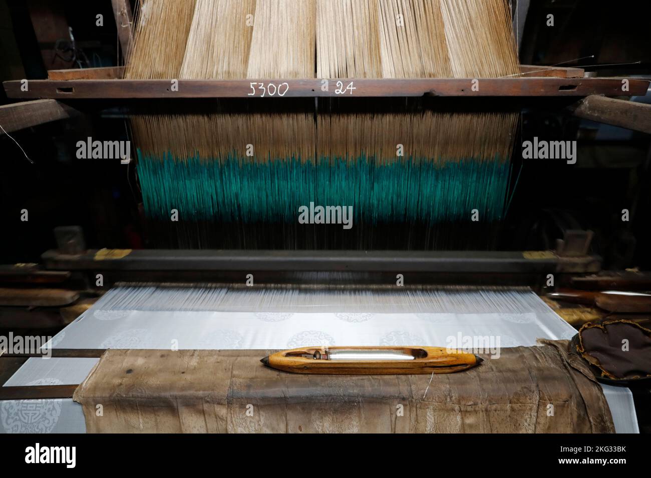 A traditional silk factory. Old silk loom. Tan Chau. Vietnam Stock ...