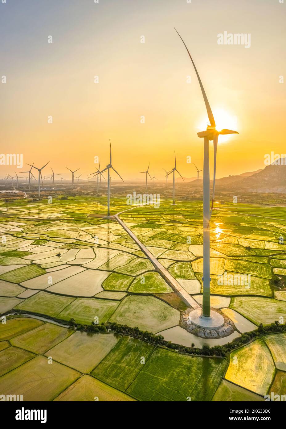 Landscape with Turbine Green Energy Electricity, Windmill for electric ...