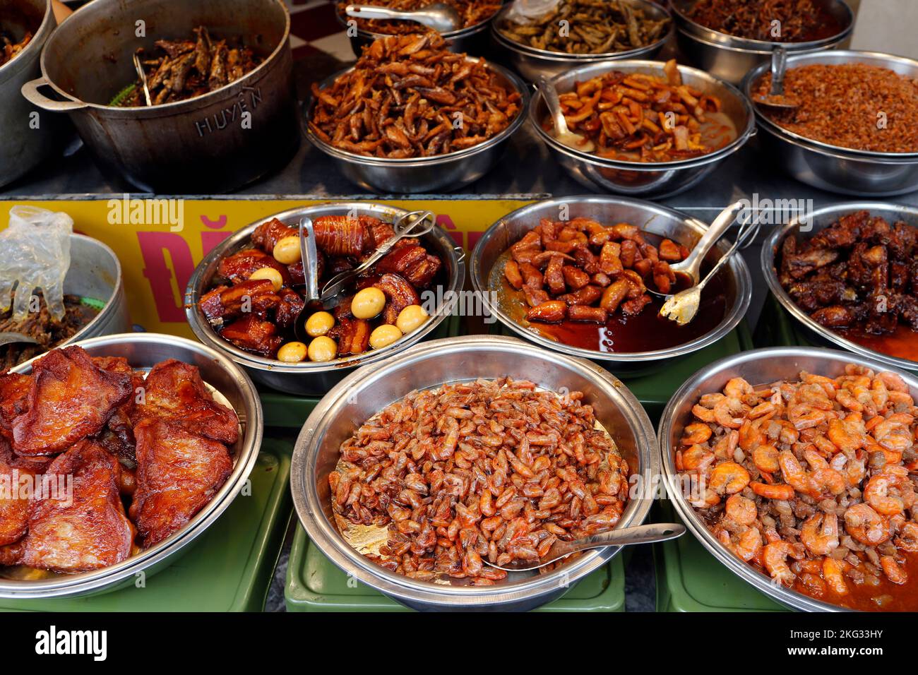 Vietnamese local food market with all sorts of tasty food. Street ...